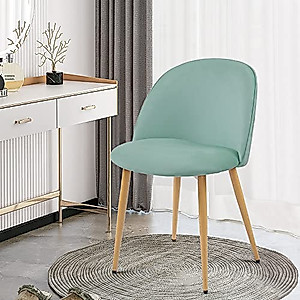 LSSBOUGHT Modern Velvet Dining Chairs Dining Room Chairs with Metal Legs,Set of 2 (Green)