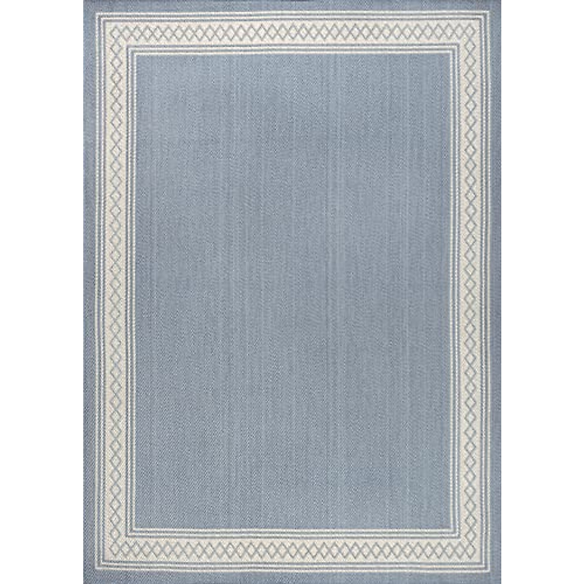 JONATHAN Y SMB207C-3 Lucia Classic Diamond Border Indoor Outdoor Area-Rug, Farmhouse, Traditional, Solid Easy-Cleaning,Bedroom,Kitchen,Backyard,Patio,Non Shedding, Blue/Cream, 3 X 5