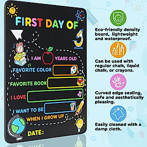 First & Last Day of School Board Sign, 14x11 Inch Back to School Chalkboard Sign Reusable - 1st and Last Day of Kindergarten Grade Preschool Sign, Double-Sided Back to School Supplies for Kids