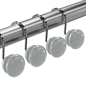 Creative Scents Grey Shower Curtain Hooks Decorative - Set of 12 Gray Shower Curtain Rings for Bathroom Shower Rod - Decorative Shower Hooks for Shower Curtain for Bathroom Decor