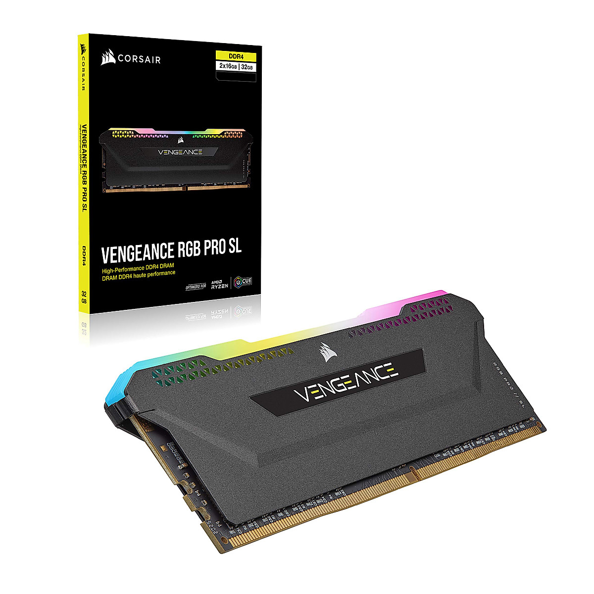 Corsair Vengeance RGB PRO SL 16GB (2x8GB) DDR4 4000MHz C18 Optimized for AMD Ryzen Desktop Memory (10 Ultra-Bright RGB LEDs, Custom Performance PCB, Tight Response Times, Intel XMP 2.0) Black