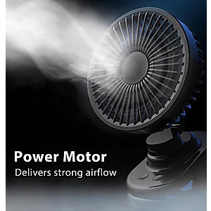 Portable Clip on Fan, 10000mAh Powerful 180° Oscillating Stroller Accessories, 4 Speeds ,Small Desk Fan, Personal Cooling Fan, Rechargeable Table Fan with Battery Operated, for Home Office Outdoor