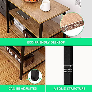 Coral Flower Stand for TV up to 36", Entertainment Center is Equipped with 2 Layers of Storage Racks, Used for Living Room, Bedroom and Lounge, Light Oak 2