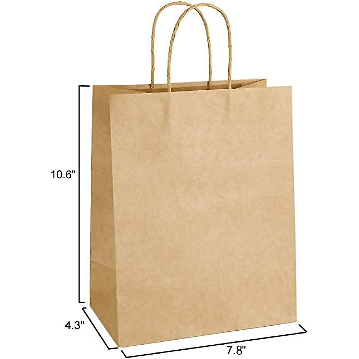 HSMOK 100PCS 7.8x4.3x10.6 Kraft Paper Bags with Handles for Wedding Party Craft Retail Packaging Recycled Twist handles Gift Bag (Brown,100)