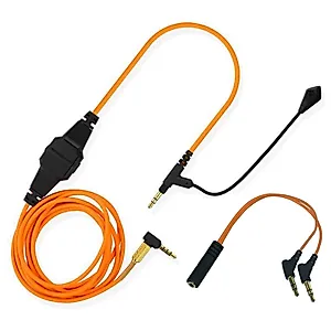 Lovinstar Replacement Cable Boom mic Volume for PS4 PC Xbox One to V-Moda & Most 3.5mm Input Headphone Aduio Cable Computer Game (Orange)
