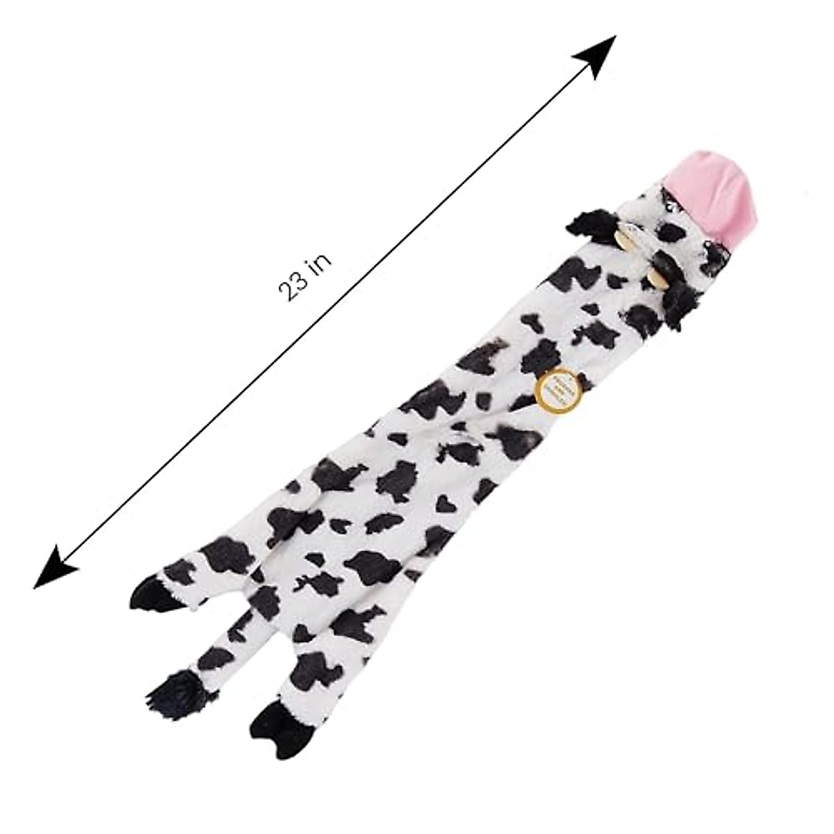 SPOT Skinneeez Crinklers | Stuffless Dog Toys with Squeaker For Small Dogs | Crinkle Toy For Small Puppies | 23" | Cow Design | By Ethical Pet