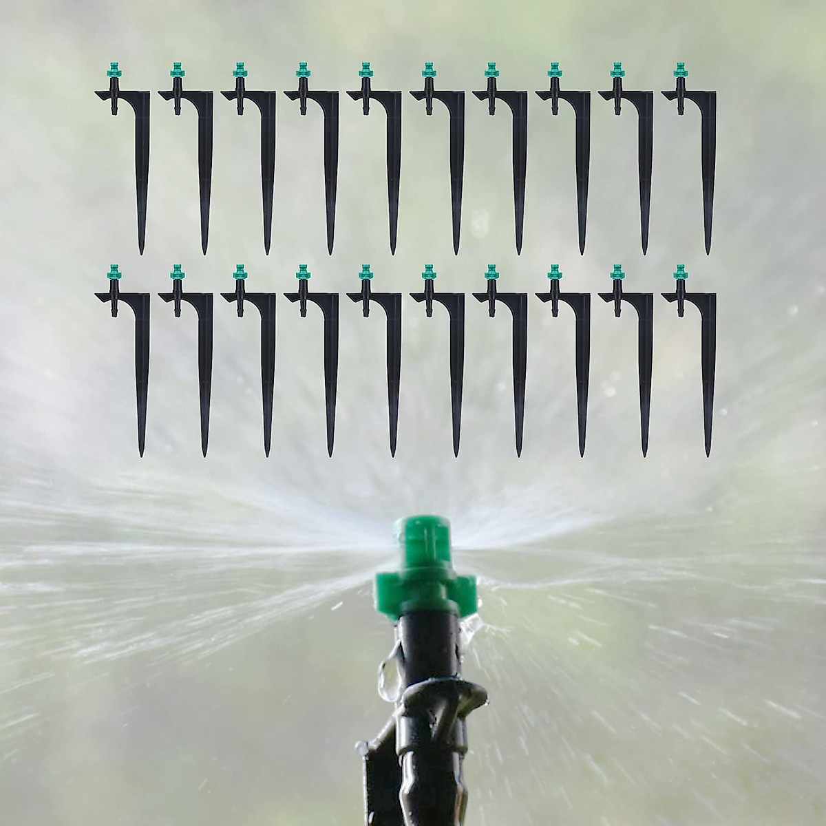 Garden Irrigation System, Adjustable Irrigation Dripper 20Pcs/Bag Irrigation Dripper with Ground Insert Fruit Tree Drip Irrigation Emitters for 1/4" Drip Irrigation Tubing(180 Degrees with Plunger)