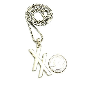 Fashion 21 Unisex Polished Micro Initial XX Pendant 24" Various Chain Necklace in Silver Tone (Silver / 2mm 24" Box Chain)