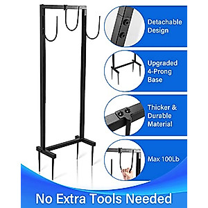 SNOGSWOG Garden Hose Holder, Freestanding Hose Stand Holds 3/4 inch x 125 FT, Heavy Duty Hose Hanger, Detachable Metal Hose Reel for Outside Yard Lawn, Black