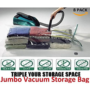 YAWPED 12 Pack Combo Premium Jumbo Extra Large Vacuum Storage Space Saver Bags X8 (47X32 Inch) with Travel Bag X4 (60X40cm)