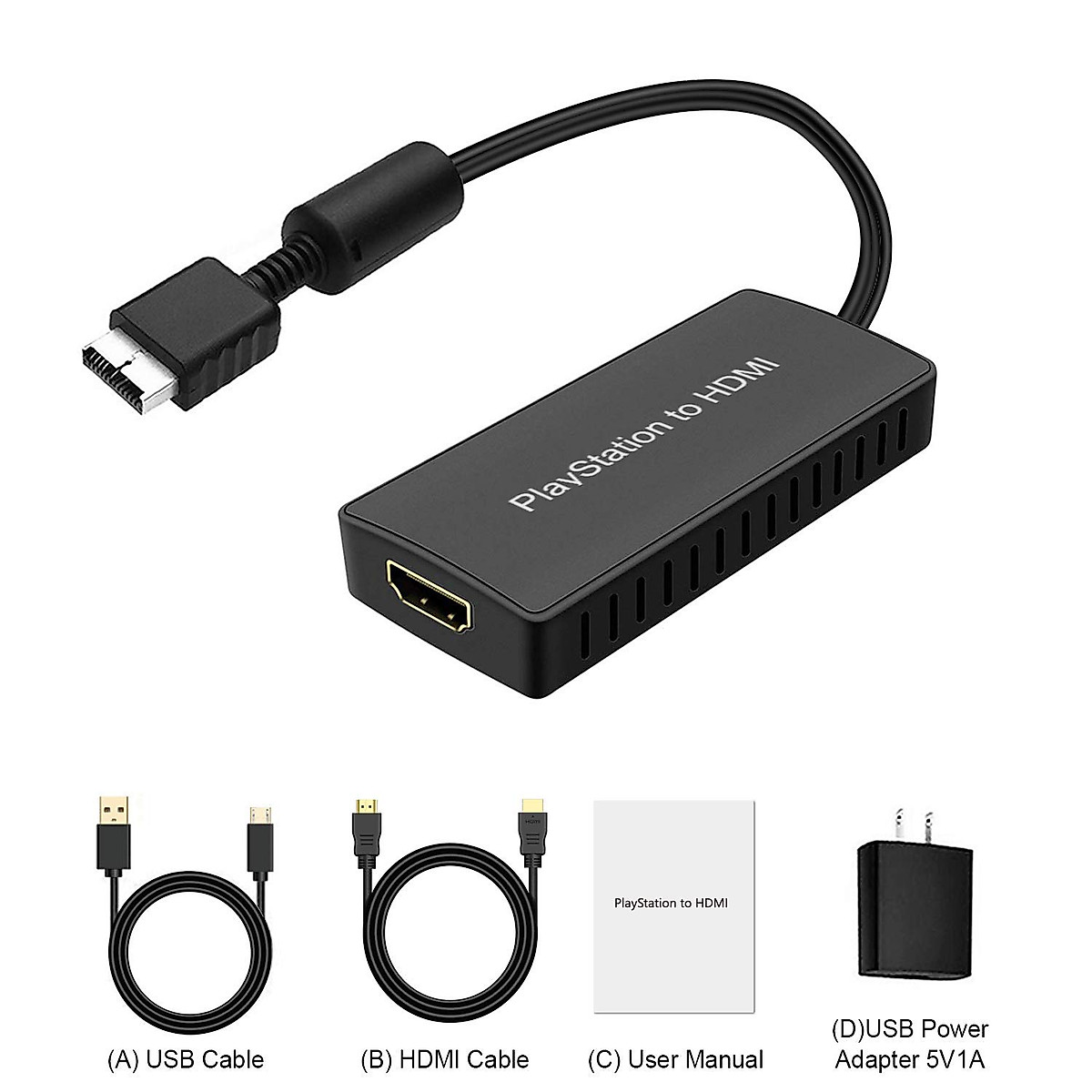 Y.D.F PS2 to HDMI Adapter PS2 HDMI Cable PS2 to HDMI Converter Support 4:3/16:9 Screen Aspect Ratio Switch. Works for PlayStation 1/ PlayStation 2 HD Link Cable PS1 HDMI Adapter PS2 HDMI Converter