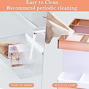 Chintu Kids Toothbrush Holder Set Rust Free Family Toothpaste Holder for Bathroom Countertop, Plastic Toothbrush Organizer Stand, Electric Toothbrush Holder Bathroom Shower Accessories Withe/Rose Gold