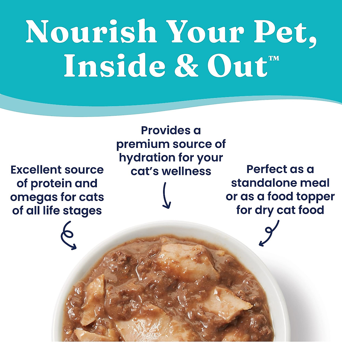 Solid Gold Wet Cat Food Shreds in Gravy - Canned Cat Food Made w/Real Tuna - Five Oceans Grain Free - 24ct/3oz Can