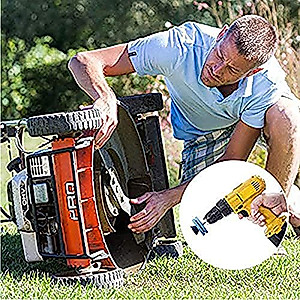 Universal Wear Resistant Lawn Mower Blade Sharpener, for Power Drill and Hand Drill Double-Layer Grindstone Not Easy Damage-3 PACK