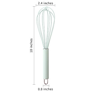 GorGin high temperature and easy to clean silicone whisk, stirrer, 10 inch, grip good grip design for Blending Whisking Beating Stirring Cooking Baking (1 Pack | blue)