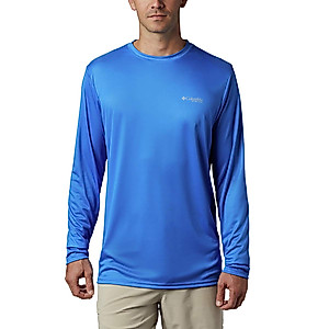 Columbia Men's Terminal Tackle PFG Country Triangle Long Sleeve, Vivid Blue/USA Flag, XX-Large