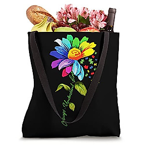 Daisy Floral Autism Awareness Accept Understand Love Mom Tote Bag