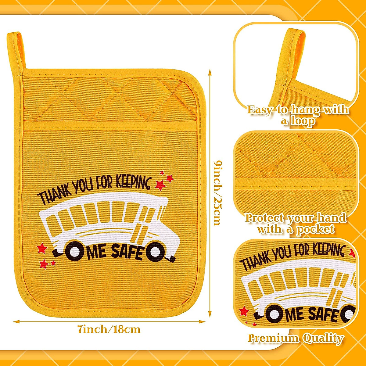 Rtteri 6 Pcs Bus Driver Appreciation Gifts Pot Holder Baking Kit and Silicone Spatula for School Bus Driver Gifts Teacher Appreciation Present Thanks for The Sweet Ride