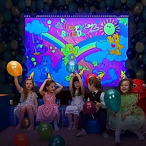 Kids Room Wall Decor Blacklight Tapestry for Bedroom UV Reactive Trippy Neon Tapestries Glow in The Dark Party Backdrop Fluorescent Backdrop Birthday Party Supplies Birthday decorations-5X3.3FT
