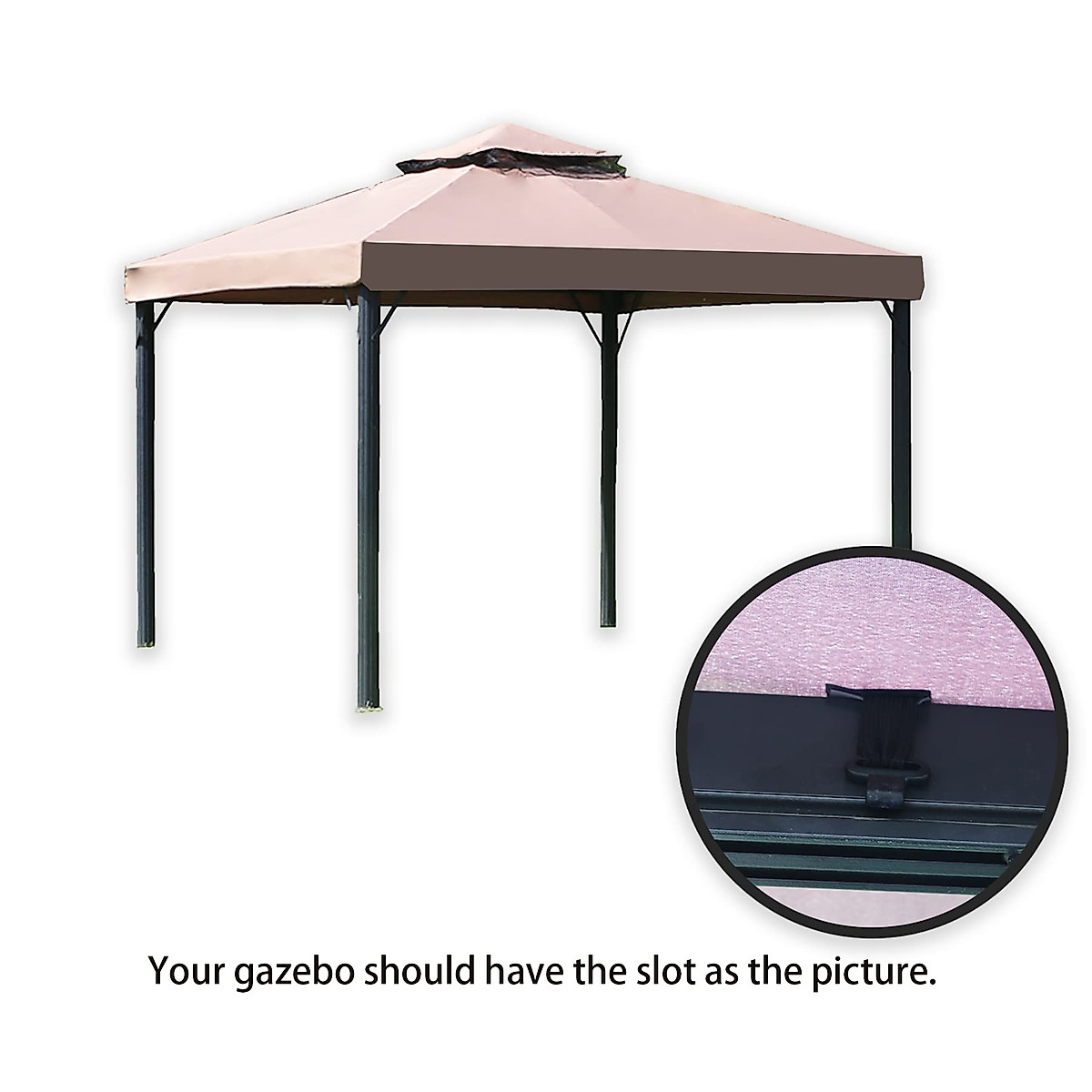 Sunshine Outdoor 9.5'x13' Replacement Gazebo Canopy Top for The Gazebo with Slot - Waterproof Canvas Gazebo -Khaki(Canopy Top Only)