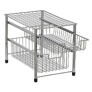 Household Essentials Silver 1239-1 Free Standing Pull Out Cabinet Organizer Shelf | Double, 16.5" Deep