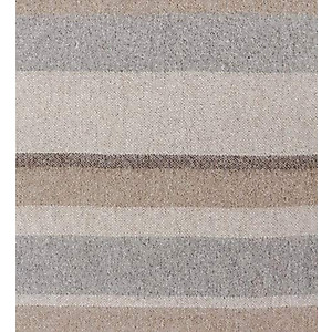 Alpaca Merino Wool Blanket Throw Warm and Soft Multicolor Striped Design Peru (Sand/Soft Camel/Soft Gray)