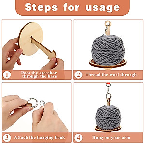 Molain Wrist Yarn Holder, Portable Yarn Ball Minder Stand with Leather Wristband Yarn Minder Yarn Storage Wooden Yarn Holder for Knitting Crocheting Craft Lover (Colorful 1)