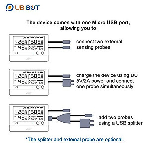 UbiBot DS18B20 Temperature Probe, Waterproof External Probe for Refrigerator,Remote Temperature Monitor for Hot Tub,Swimming Pool,-55 to 125 C,USB Connector (Matches with Ubibot WS1,WS1 Pro only)(3m)