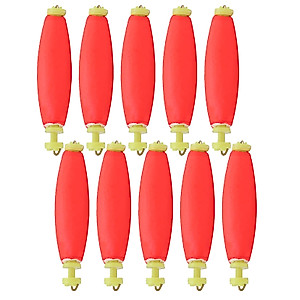 plplaaoo Peg Floats, 10pcs EVA Fishing Foam Cigar Floats, Red Fishing Bobber with Pipe Plug, Multi‑Purpose Fish Feed Baits Used for Outdoor Winter Ice Fishing Rod, Oval and Solid, 2.6x0.6in