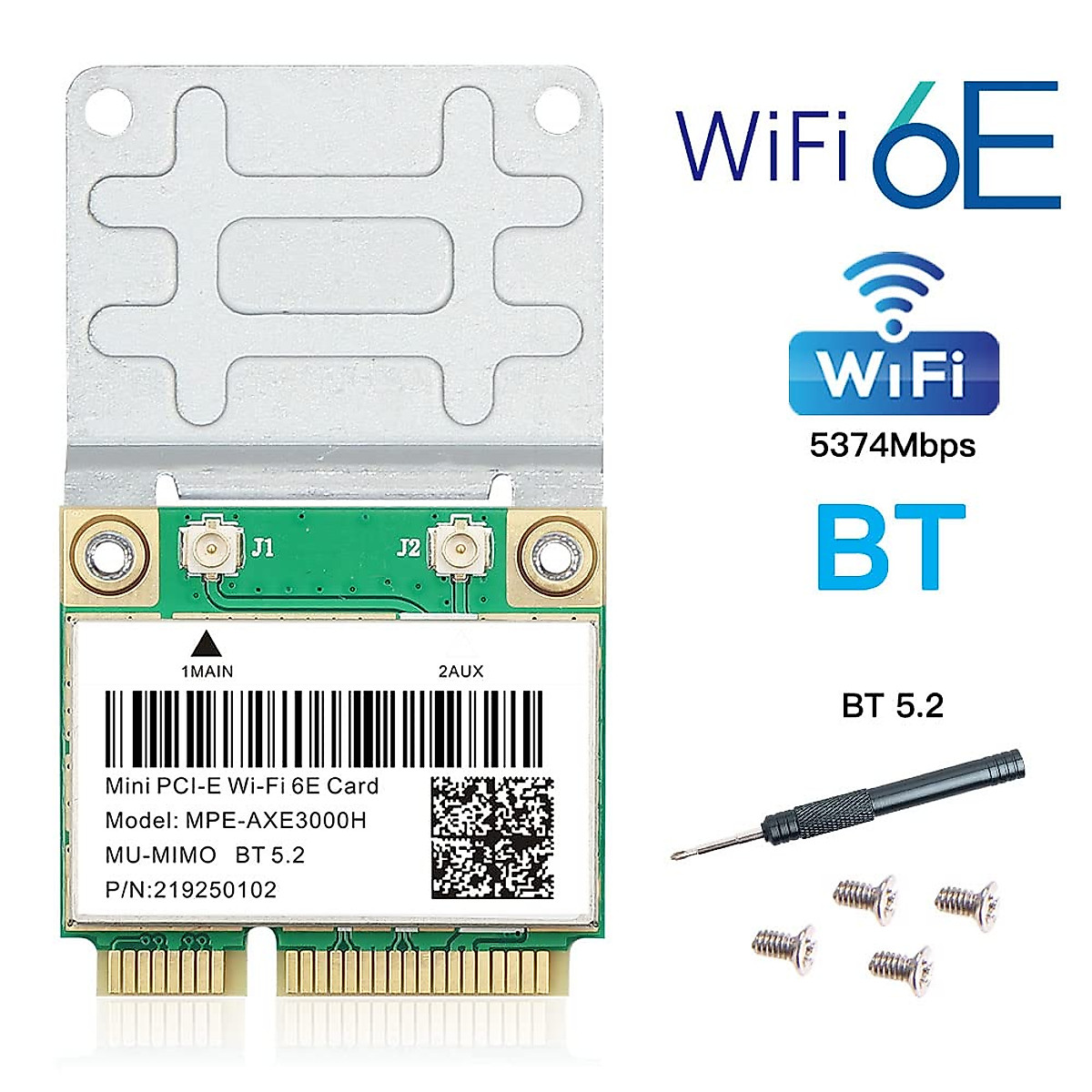 WiFi 6E Half Mini PCI-E WiFi Network Card 802.11AX AC MPE-AXE3000H 2.4GHz 5GHz 6GHz 5400Mbps Wireless Card BT5.2 MU-MIMO Mini PCIe Wi-Fi 6E Adapter OFDMA vPro for Windows 10/11 PC Laptops