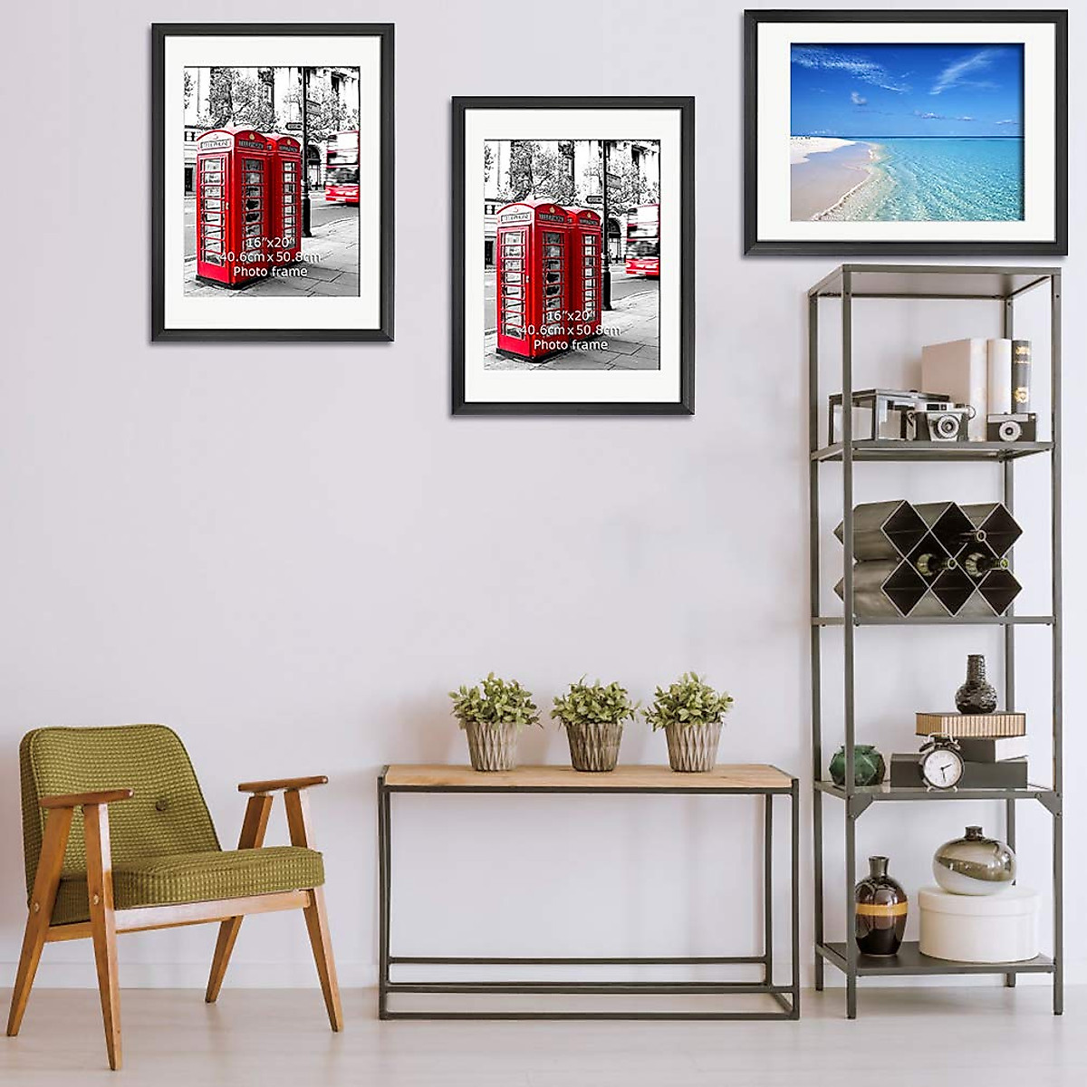 Giftgarden Black 18x24 Frame Matted to Display 16x20 Picture with Mat or 18 x 24 Poster without Mat, Set of 4