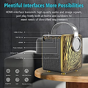 Madevil Mini Projector LCD Handheld Portable Video Projector 1080P HD Projector with 4500 Lumens Movie Beamer Compatible with HDMI USB AV Interfaces and Remote Control for Home and Outdoor