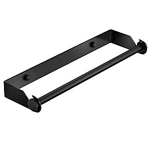 JUTOROSY Paper Towel Holder Under Cabinet for Kitchen, Wall Mount Paper Towel Holder Self-Adhesive or Drilling, Paper Roll Holder Paper Towel Rack for Kitchen, Bathroom, Pantry, Sink, Black