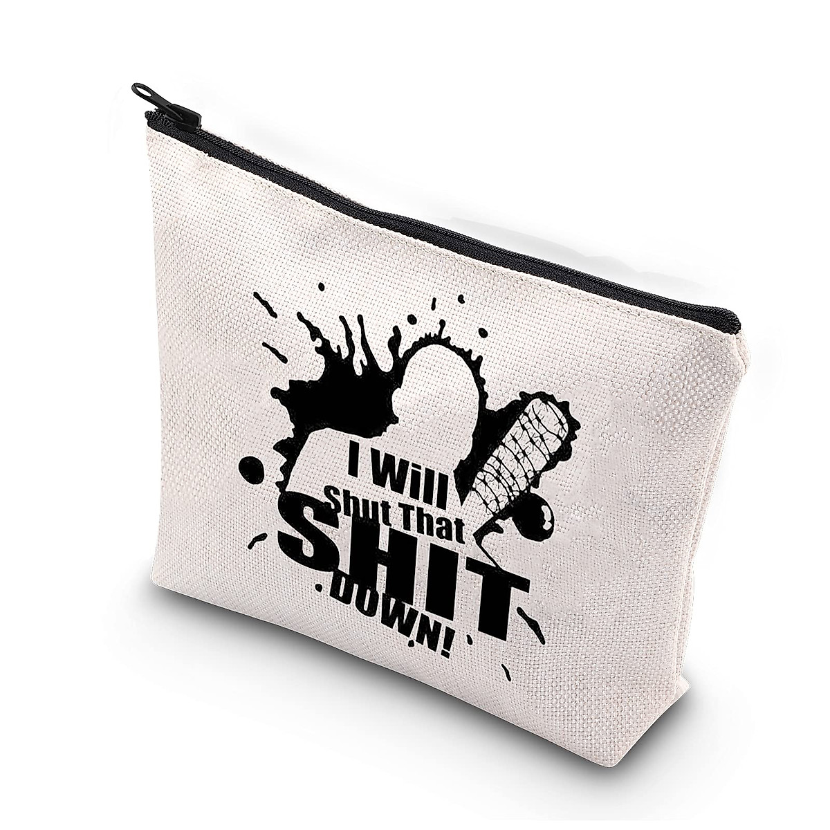 BDPWSS I Will Shut That Shit Down Makeup Bag Travel Pouch For Women Zombie Lover Gift Baseball Bat Gift Redemption Gift (Shut that down)