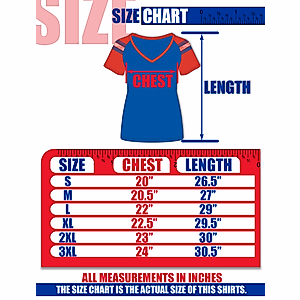 Geneisteck Womens Football Fans V Neck City Raglan T-Shirts - Royal Blue & Red Medium