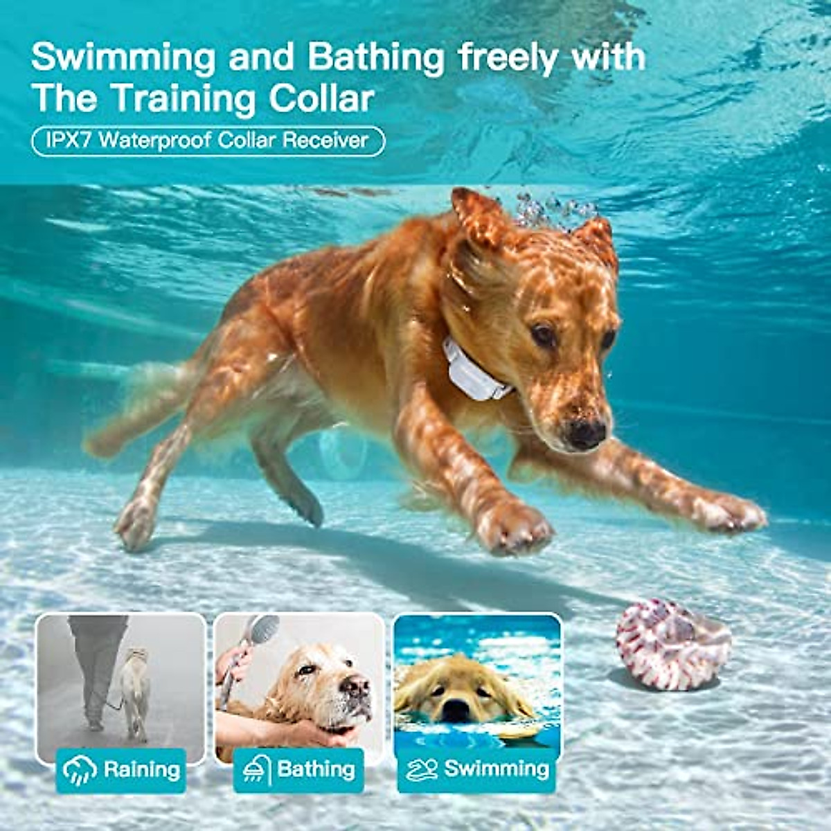 Bousnic Dog Shock Collar with Remote - for Large Medium Small Dogs (10-120lbs) Dog Training Collar Rechargeable Waterproof with 3 Humane Modes and 1000ft Control Range