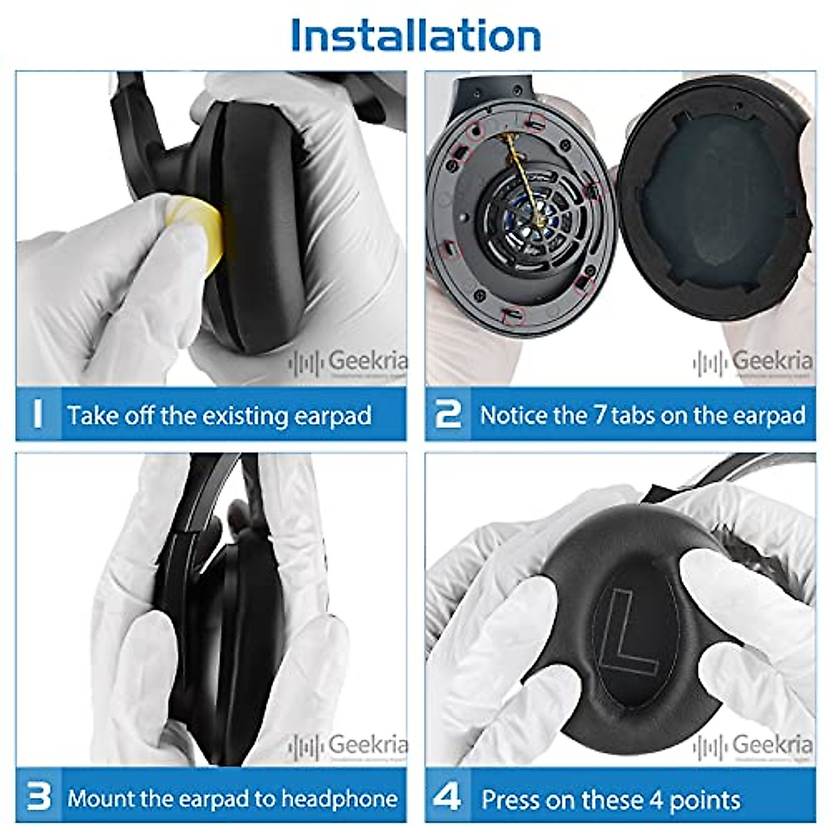 Geekria QuickFit Replacement Ear Pads for Anker Soundcore Life Q20, Q20BT Headphones Earpads, Headset Ear Cushion Repair Parts (Black)