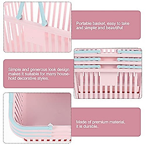 Kisangel Toy Shopping Basket 3pcs Plastic Portable Baskets with Handles Mini Shopping Basket Play Grocery Basket Toys Storage Organizer for Kids Kids Basket