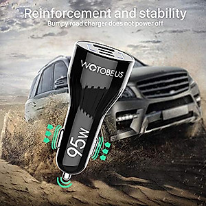 WOTOBEUS 95W USB C Car Charger Adapter PD 65W PPS 45W+30W+18W Super Fast Charging Type-C LED Cigarette Lighter for iPhone 14 13 12 Pro Plus Max Samsung Galaxy S23/22/21 Ultra iPad MacBook Laptop Pixel