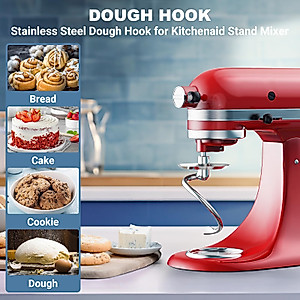 Stainless Steel Spiral Dough Hook for Kitchenaid Stand Mixer, 4.5 Qt - 5 Qt Tilt-Head Stand Mixer Attachments for Kitchenaid Dough Hook - Dishwasher Safe by Cofun