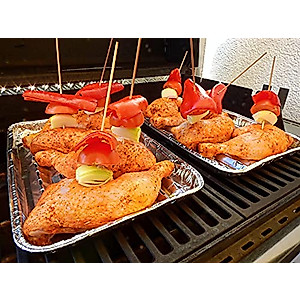 Roponan 30-Pack Disposable Grill Toppers, Aluminum Foil Grill Pans with Holes, Grill Accessories for Barbecue, Outdoor Cooking and Camping