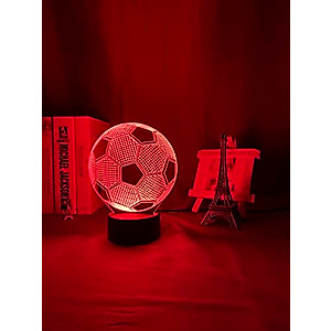 Windgro 3D Illusion Football Night Light for Kids Soccer Football Desk Lamp Football Gifts, Football Night Lights for Boys Room 16 Color Changes and Remote Control, Birthday, Christmas Gift