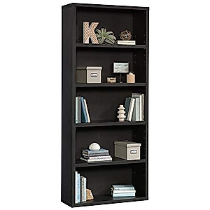Sauder Miscellaneous Storage 5-Shelf Display Bookcase in Raven Oak Finish, Raven Oak Finish