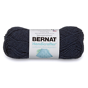 Bernat Handicrafter Cotton Solids Yarn, 1.75 oz, Gauge 4 Medium, 100% Cotton, Indigo