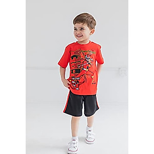 Power Rangers Little Boys Graphic T-Shirt and Mesh Shorts Outfit Set Black/Red 6