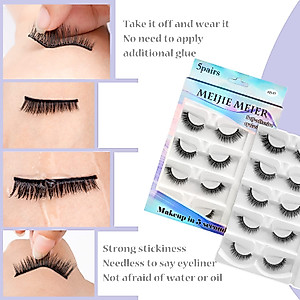 5 Pairs Self Adhesive Eyelashes, False Eyelashes No Glue No Eyeliner, False Lashes with Tweezers Natural Looking (natural lashes)
