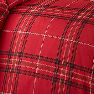 Vilano Plaid Collection - Premium Quality, Soft, Wrinkle, Fade, & Stain Resistant, Easy Care, Oversized Duvet Cover Set, Full/Queen, Red,