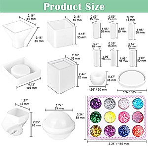 Silicone Resin Molds Kit 26PCS, Epoxy Resin Molds, Large Resin Casting Molds with 12 Glitter Sequins for UV Resin Casting, Including Sphere, Cube, Pyramid, Square, Coaster, Stone & Pendants