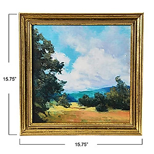 Creative Co-Op Watercolor Nature Landscape with Solid Wood Frame