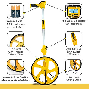 Zozen Measuring Wheel Digital Display, 3-Sections Foldable 12Inch Wheel, Imperial/Metric Measure Wheel with Backlit Display | Up to 99,999Ft/ 99,999M | Portable - with Cloth Backpack.